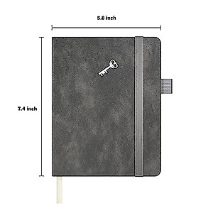 QSSRWNAO Password Book with Alphabetical Tabs, Leather Hardcover Password Notebook, Password Keeper Internet Password & Address Organizer Logbook for Website Logins, B6 Size,Pen Loop (Grey)