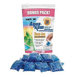THETFORD Aqua-KEM Morning Sky Toss-Ins RV Holding Tank Treatment - Deodorant/Waste Digester/Detergent - Pack of 16 96570
