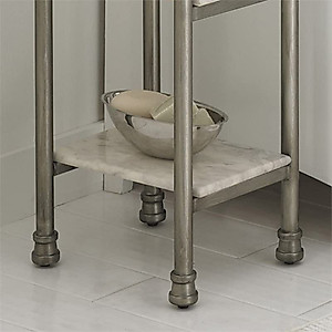 Home Styles The Orleans Three Tier Tower with Marble Laminate Shelves, Sturdy Powder-Coated Steel Frame