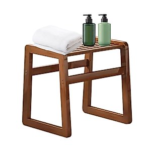 Generic Shower Bench, Shower Stool with Storage Shelf, Bamboo Shower Seat Bathroom Spa Bench, Shower Bath Chairs Spa Stool for Bathroom Inside, Yellow