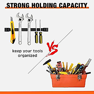 12 Pack 14 Inch Magnetic Tool Holder Racks Magnetic Tool Holder Strip Metal Tool Organizer Bar with Mounting Screws Heavy Duty Magnetic Space Saving Tool Organizer Bar for Garage, Workshop, Kitchen