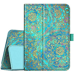 Fintie Folio Case for All-New Fire 7 Tablet (12th Generation, 2022 Release) Latest Model - Premium Vegan Leather Slim Fit Foldable Stand Cover with Auto Sleep/Wake, Shades of Blue