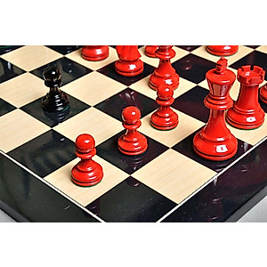 The Grandmaster Chess Set - Pieces Only - 4.0" King (Black & Red Lacquered)
