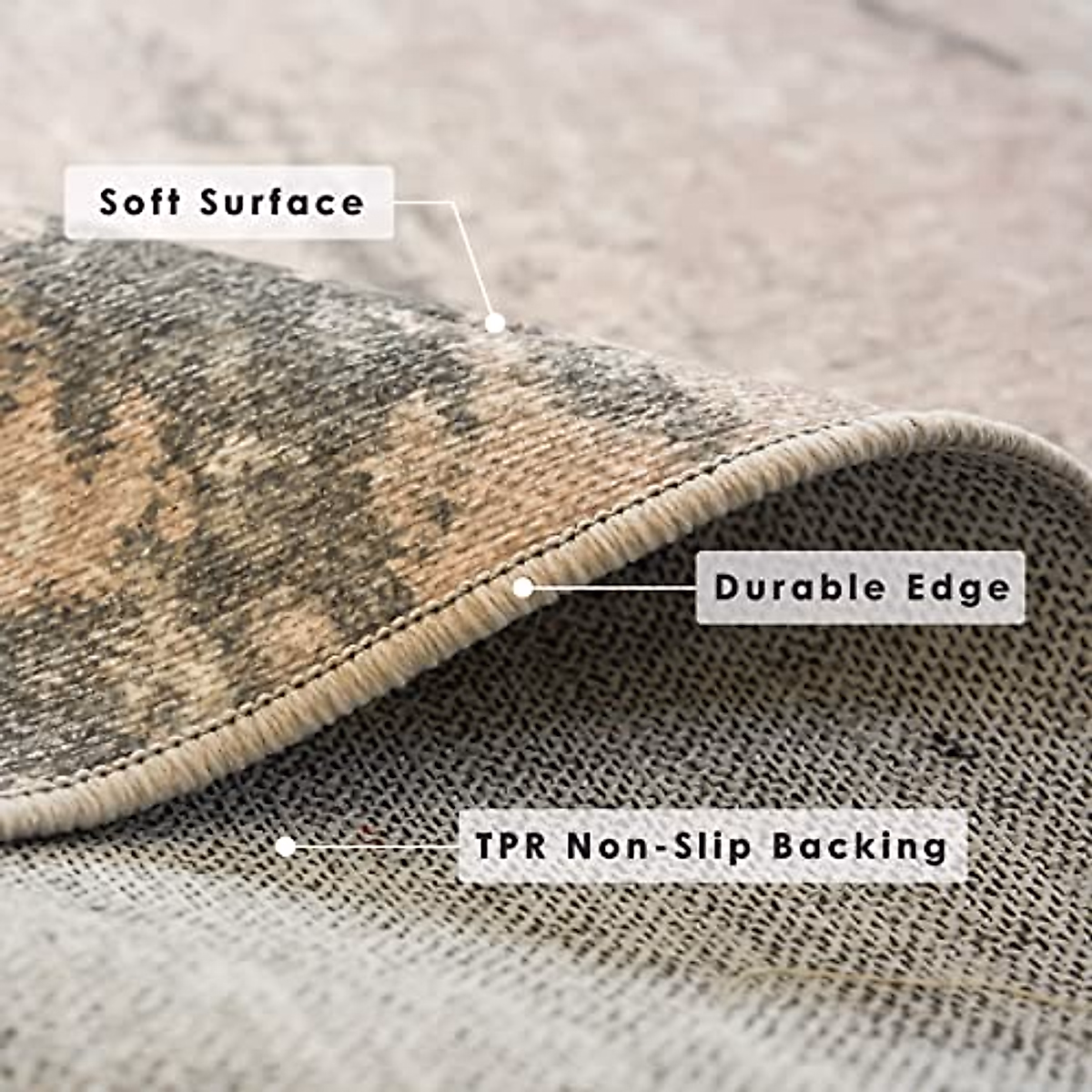 OIGAE Machine Washable Rug 9'x12', Ultra-Thin Foldable Abstract Modern Area Rug, Stain Resistant Anti Slip Backing Rugs for Living Room&Bedroom&Dining Room, Brown