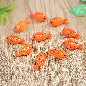 RAYNAG 50pcs Miniature Resin Red Fish Micro Landscapes Fairy Garden Figurines Potted Decoration Aquarium Dollhouse Ornament Decor for Crafting or Cake Decorating