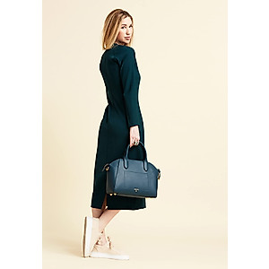 Niko Ineko Women's Bowler Shoulder Bag Kitty Snout Hardware Teal