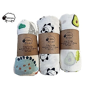 100% Organic Cotton Unisex Muslin Swaddle Blanket for Baby 3 Pack Hypoallergenic Breathable Baby Essentials Registry