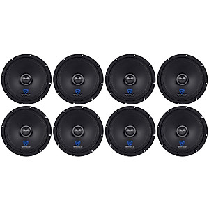 Rockville (8) RXM84 8" 2000w 4 Ohm Mid-Range Drivers Car Speakers, Mid-Bass