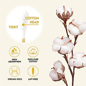 AnimoGoods 6-Inch Long Q-Tips for Cleaning Dogs' Ears | Extra-Wide Cotton Swabs for Dog Ear Cleaning | Eco-Friendly Dog Ear Swabs & Pads | Organic Bamboo & Cotton | 100-Pack