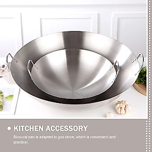 Alipis Camping Cooking Pot Stainless Steel Wok Round Bottom Outdoor Pot Woks Stir-fry Pans