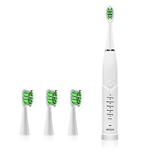 Smartwifi Electric Sonic Toothbrush Rechargeable for Adults and Kids, Travel-Friendly Design Whitening in 6 Optional Modes, USB Fast Charging with 4 Brush Heads
