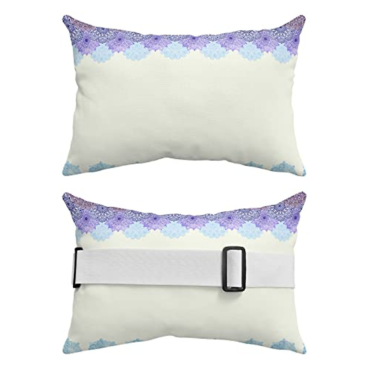 Recliner Head Pillow Ledge Loungers Chair Pillows with Insert Boho Aqua and Purple Flower Floral Lumbar Pillow with Adjustable Strap Outside Patio Decorative Garden Cushion for Bench Couch, 2 PCS