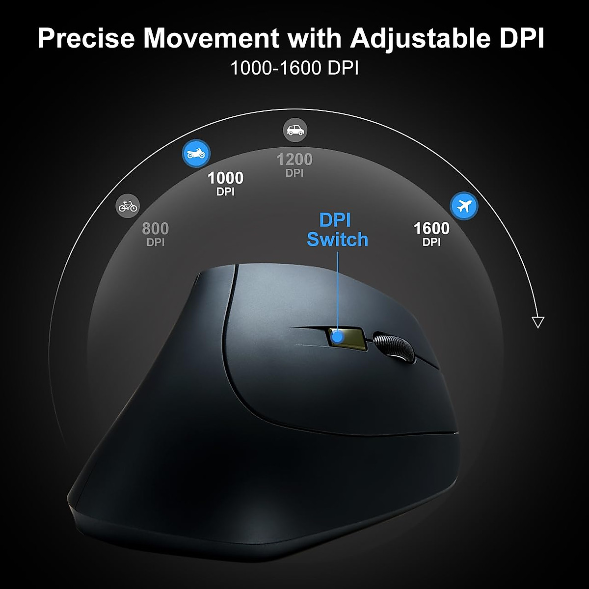 SANWA Wired Ergonomic Mouse, Optical Vertical Computer Mice, Silent Noiseless Click, Reduce Wrist Strain, (1000/1600 DPI, 6 Buttons) Compatible with MacBook, Laptop, Windows, Mac OS