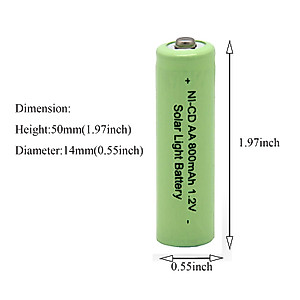 QBLPOWER Nicd AA 800mAh 1.2V Rechargeable Solar Lights Batteries for Garden Lights, Remotes, Mice(Pack of 8)