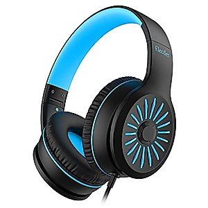 ELECDER i45 On-Ear Headphones with Microphone - Foldable Stereo Bass Headphones with No-Tangle 1.5M Cord, 3.5MM Jack, Portable Wired Headphones for School/Kids/Teens/Smartphones/Travel/Tablet - Black