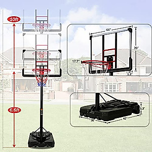 HomSof Portable Basketball Hoop Basketball System 6.6-10ft Height Adjustment for Youth Adults LED Basketball Hoop Lights,Colorful Lights,Waterproof,Super Bright，6.6Ft-10Ft