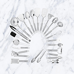 DE'VELO Stainless Steel Kitchen Utensils Set - 23 Piece Nonstick Kitchen Cookware Tools Spatula Set - Cooking Set - Kitchen Utensil Gadgets Pots and Pans Accessories