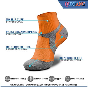 QUXIANG Compression Socks for Women & Men Circulation 3/6/7 Pairs Arch Ankle Support 15-20 mmHg Best for Running Cycling (Multi 06, S/M)