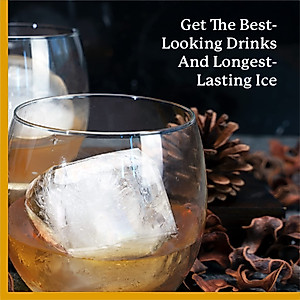 Samuelworld Large Silicone Ice Cube Tray Molds, 2-Pack, Big 2 Inch Cubes - Food Grade, Flexible, 8 Cavity Easy Release Slow Melting Ice for Whiskey, Cocktails, Gifts & Christmas - Black