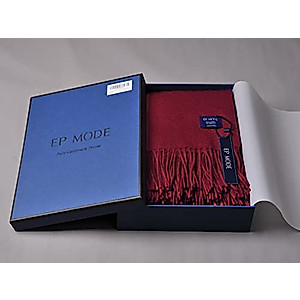 EP Mode 100% Pure Cashmere Throw Blanket for Sofa, Classic Design with Gift Box (Merlot)