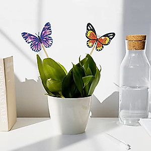 Vcekract 8 Pcs Butterfly Diamond Art, Diamond Painting Kits for Garden Decor, Butterfly Stakes Diamond Art Kits, Butterfly Diamond Art Club, Butterflies for Crafts