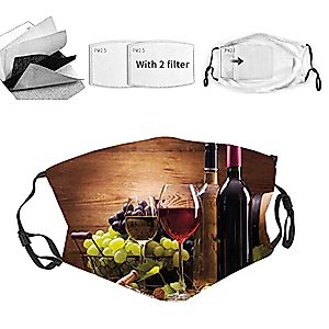 SARNFANS Wine Fashion Face mask,Glasses of Red and White Drink,Reusable Face Mask Balaclava Washable Outdoor Nose Mouth Cover for Men Women,Brown Green