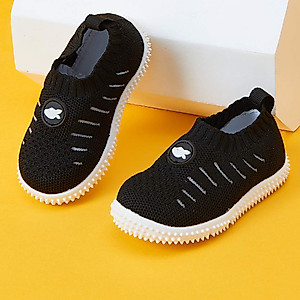 montaas Baby Boys Girls Shoes Infant First Walkers Slip On Toddler Sneakers for 9 12 18 24 Months Black