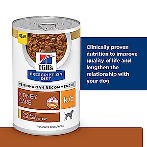 Hill's Prescription Diet k/d Kidney Care Chicken & Vegetable Stew Wet Dog Food, Veterinary Diet, 12.5 oz. Cans, 12-Pack