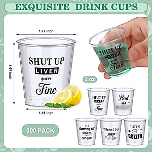 300 Pcs 2 oz Clear Disposable Plastic Cup Bulk Fun Mini Cups Transparent Small Tasting Cups for Adult Party Supplies Birthday Wedding
