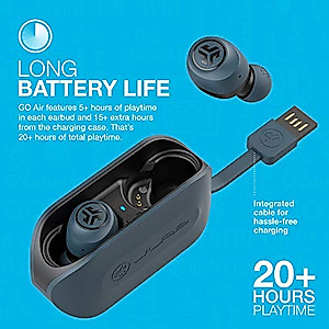 JLab Go Air True Wireless Bluetooth Earbuds + Charging Case | Dual Connect | IP44 Sweat Resistance | Bluetooth 5.0 Connection | 3 EQ Sound Settings Signature, Balanced, Bass Boost… (Blue)