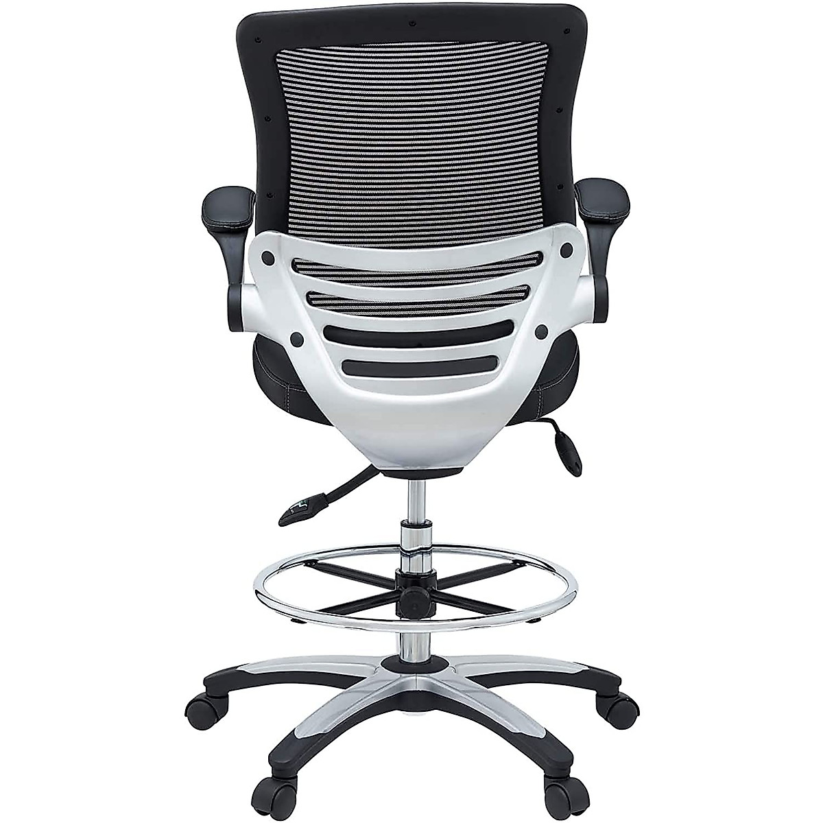 Modway Edge Drafting Chair - Reception Desk Chair - Flip-Up Arm Drafting Chair in Black