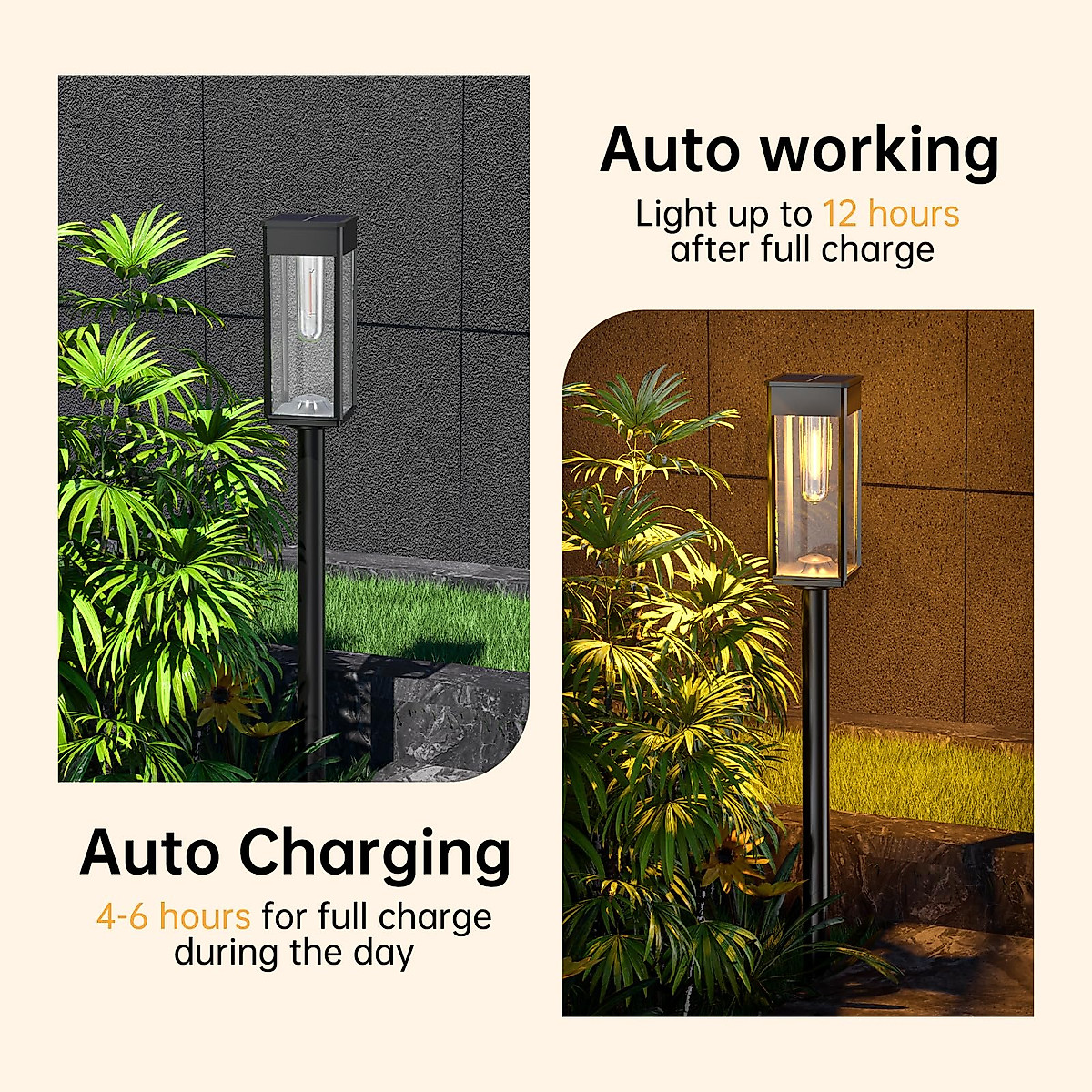 BITPOTT Solar Pathway Lights for Outside, 8 Pack Bright Solar Garden Lights Outdoor Waterproof, Solar Lights for Yard Lawn Walkway Driveway Landscape Lighting Decor