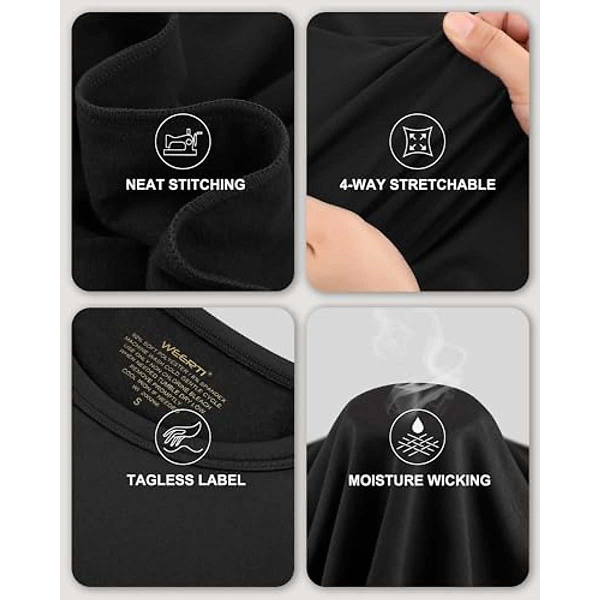 WEERTI Thermal Underwear for Men Long Johns Mens with Fleece Lined, Base Layer Men Cold Weather Top Bottom (Black XL)