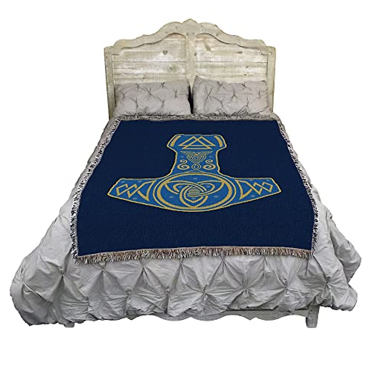 Pure Country Weavers Mjolnir - Thor’s Hammer Blanket- Norse Mythology Fantasy Ancient Symbols Gift Tapestry Throw Woven from Cotton - Made in The USA (72x54)