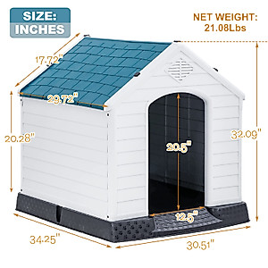 Large Dog House,Outdoor Dog Kennel,Insulated Dog House Pet Puppy Shelter for Small Medium Large Dogs Waterproof with Air Vents&Elevated Indoor Outdoor(32"H)