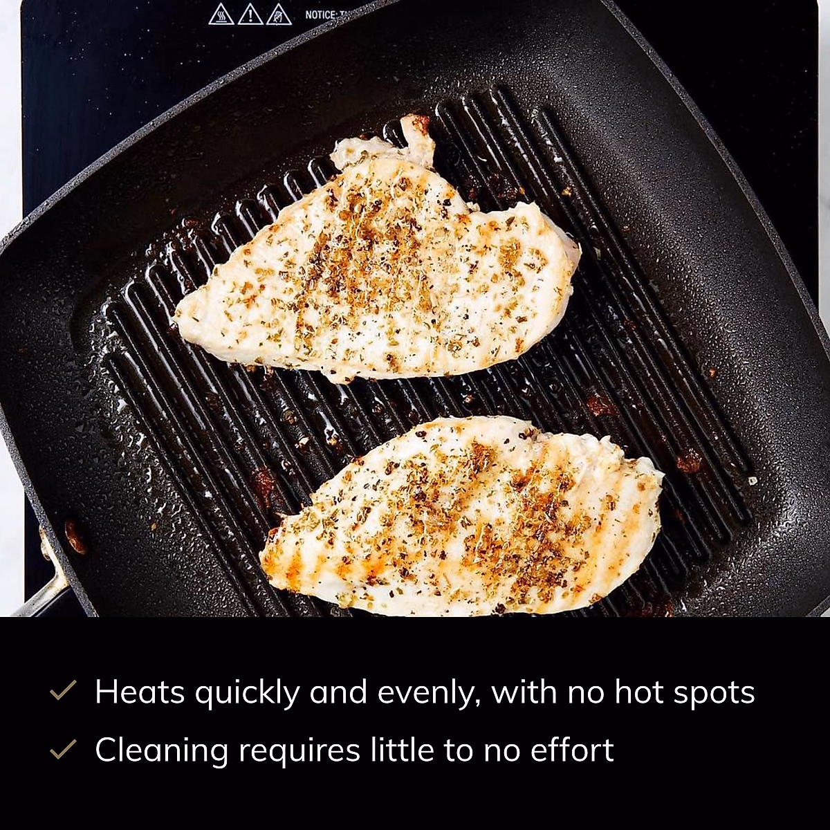 Scanpan Professional 10.5” Square Grill Pan & 11” Griddle - Easy-to-Use Nonstick Cookware - Dishwasher, Metal Utensil & Oven Safe - Made in Denmark