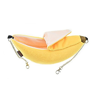 FLAdorepet Banana Hamster Bed House Hammock Small Animal Bed House Cage Nest Hamster Accessories (S(8"*3"*3.5"), Yellow)