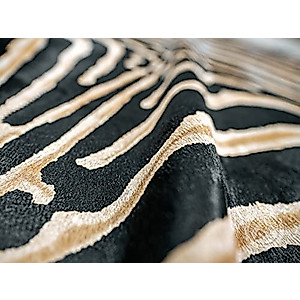 Zebra Wild Print Black On Beige Genuine Cowhide Rug 6 x 7 ft. 180 x 210 cm
