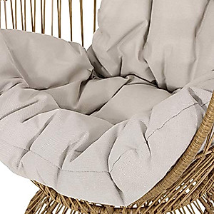 Christopher Knight Home Ellen Outdoor Wicker Swivel Egg Chair with Cushion, Light Brown, Beige