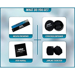 JawForce Jaw Exerciser for Men & Women, Small Size Jawline Exerciser with Breath Freshener - Define your Jawline and Neck - Black Advanced Level