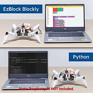 SunFounder PiCrawler AI Robot kit for Raspberry Pi, Robot HAT, Camera Module, Multi-Function DIY Bionic Robots for Students and Adults, Batteries Included (Raspberry Pi NOT Included)