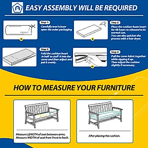 AAAAAcessories Outdoor/Indoor Bench Cushion for Patio Furniture Bench/Swing/Settee, 48 x 18 x 3 Inch, Beige