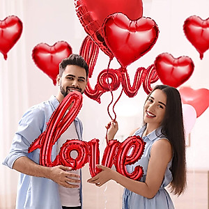 42 Inch Red LOVE Foil Balloons for Valentines Day Decor, 4Pcs Reusable Large Love Mylar Letter Valentines Day Balloons, for Engagement Anniversary Wedding Bridal Shower Valentines Day Decorations