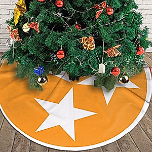 Christmas Tree Skirt, 30-48 Inch Tennessee Orange Star Flag Tree Mat for Christmas Decorations Holiday Party Ornaments