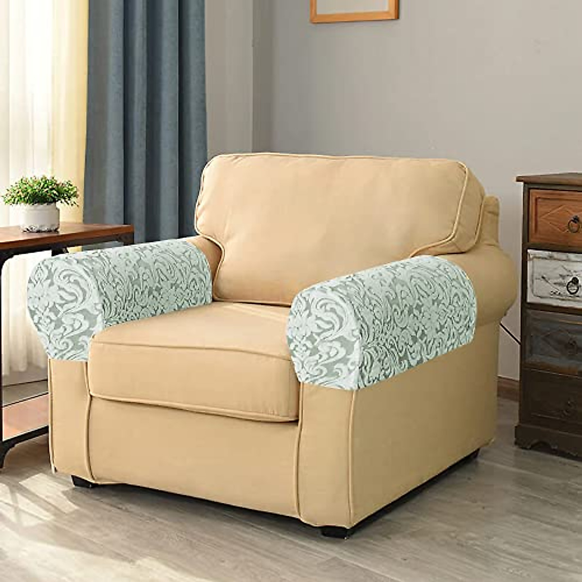 Kaket 2 PCS Arm Rest Covers Sofa, Chair Arm Protectors Stretch, Sofa Armchair Couch for Sofa, Armchair, Couches, Recliner (Light Green)