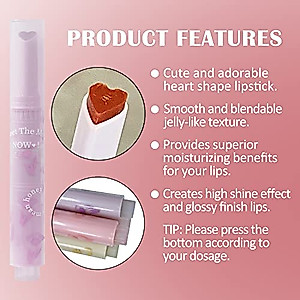 U-Shinein 3Pcs Jelly Lipstick, Tinted Lip Gloss Heart Shape Lip Glaze, Moisturizing and Hydrating Glossy Lip Gloss Lip Balm, High-shine Finish Lip Makeup Lip Pen for Nourished, Fuller-looking Lips