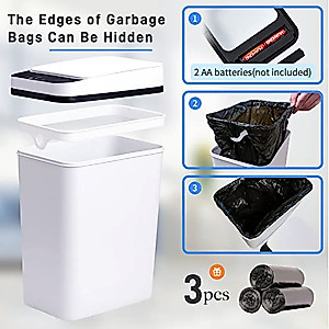 VIFVOR Automatic Bathroom Trash Can, Small Touchless Trash Can with Lid Motion Sensor Slim Trash Can 2.5 Gallon Waterproof Smart Electric Trash Can for Kitchen, Bedroom, Office, Toilet (White)
