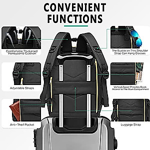 Bebowden Travel Laptop Backpack for Women Men College Bag Business Work Anti Thef Water Resistant Casual Daypack Fits 14 Inch Laptop Black