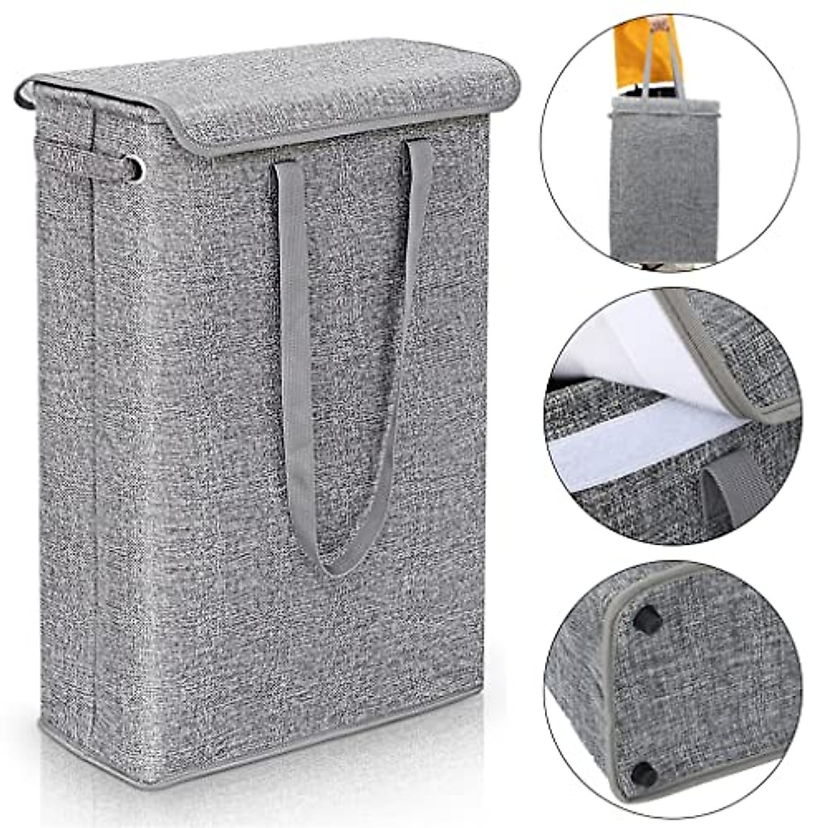 WALNUTA Folding Dirty Laundry Basket Foldable Basket Hamper Bin Bag Hamper with Lid Laundry Storage Baskets Washing Hamper (Color : A, Size : 1200D49-Grey)