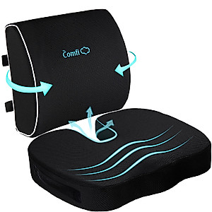 Coccyx Seat Cushion and Lumbar Support Pillow for Office Chair&Foot Rest for Under Desk at Work,Adjustable Foot Rest